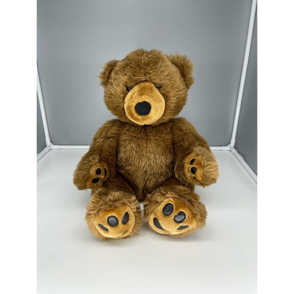 Build-A-Bear | Toys | Vintage Build A Bear Brown Teddy Bear 8 Plush Black Faux Leather Paw Pads ...